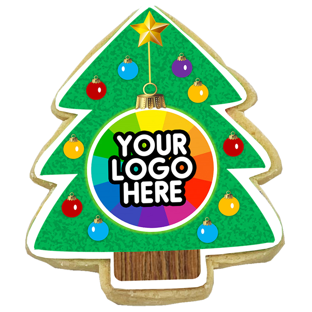 Xmas Tree Shaped Shortbread for Corporate Gifting - Eat My Logo